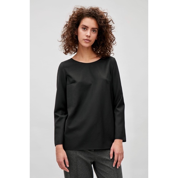 COS | Tops | Nwot Cos Lightweight Wool Blouse With Back Bow | Poshmark